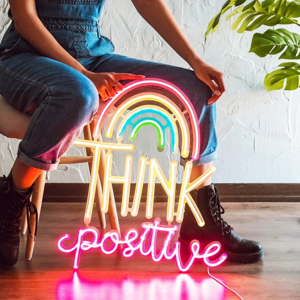 Aesthetic Think Positive Neon Sign | Liuyang Lamps